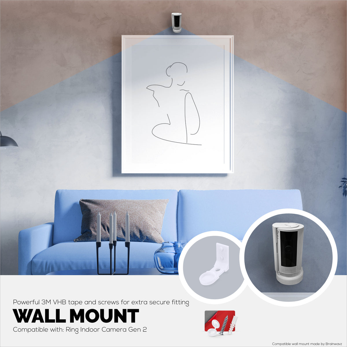 Screwless Wall Mount for Ring Indoor Cam (GEN 2), Easy to Install, No ...
