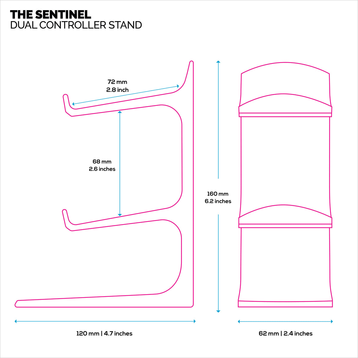 The Sentinel - Dual Game Controller Stand for Desks, Universal Design ...