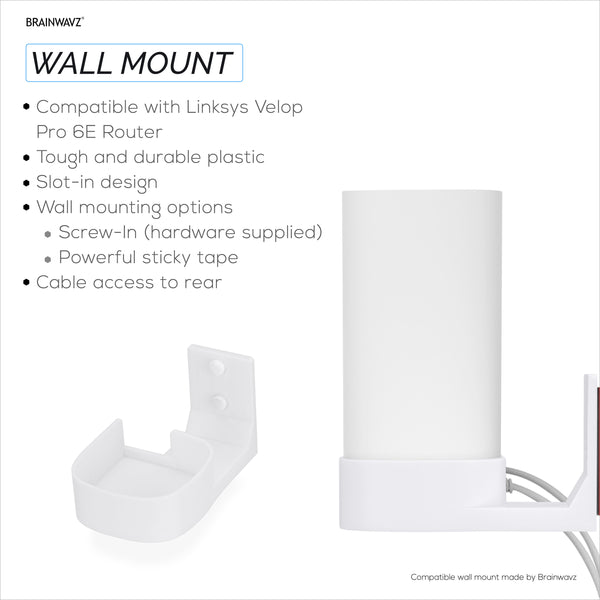 Screwless Wall Mount for Linksys Velop Pro 6E (AXE5400) Wifi Mesh Rout - Brainwavz Audio