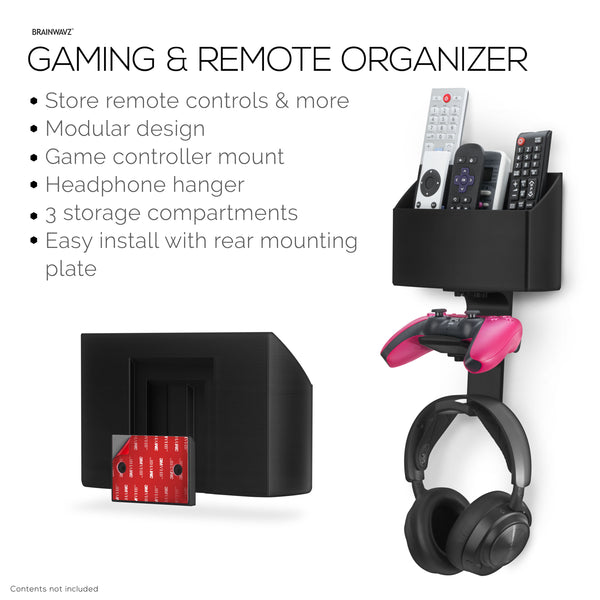 Wall-Mounted TV Remote Control & Gaming Organizer – Remote Holder with ...
