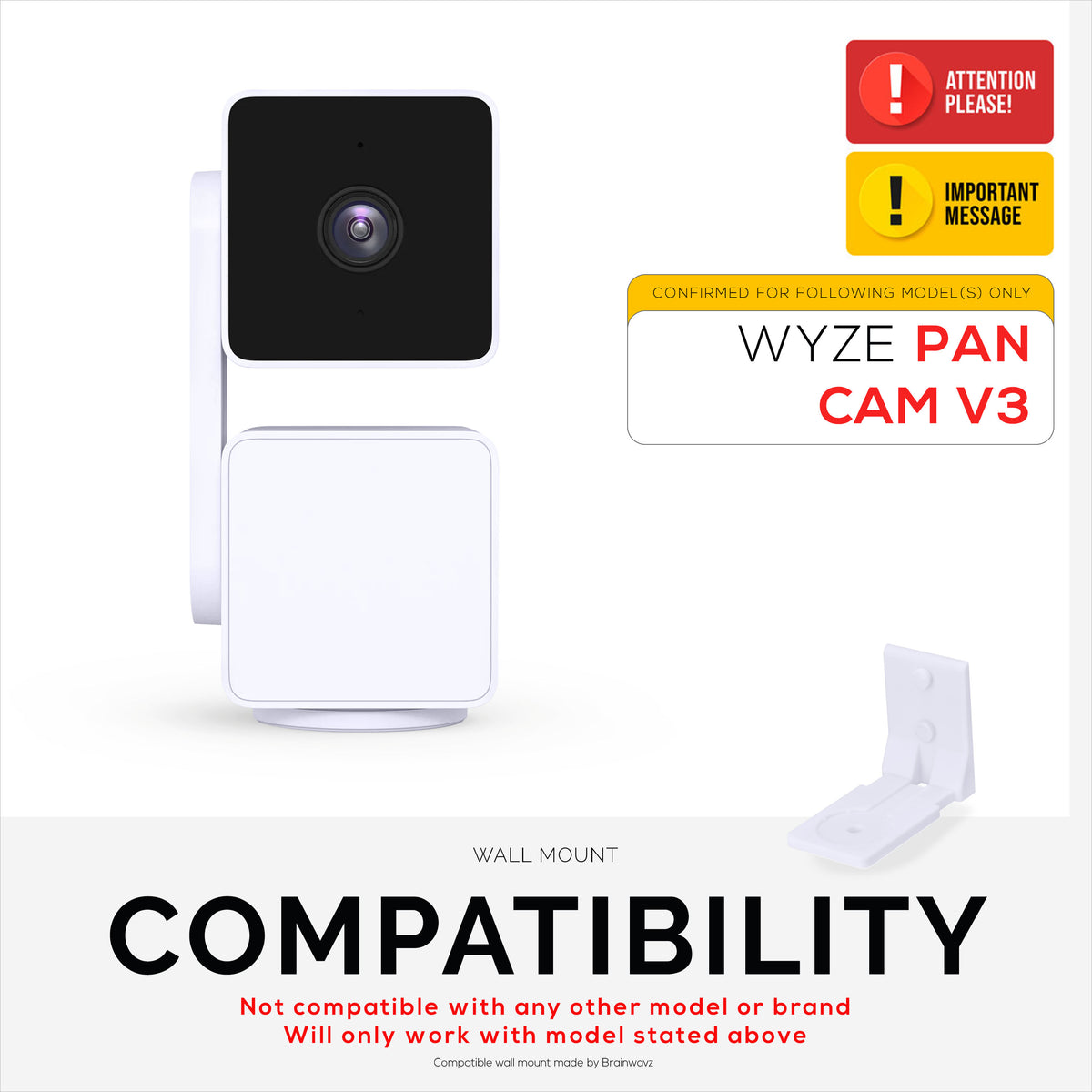 Drill Free Wall Mount for Wyze Pan V3 Camera, Easy to Install, No Mess ...