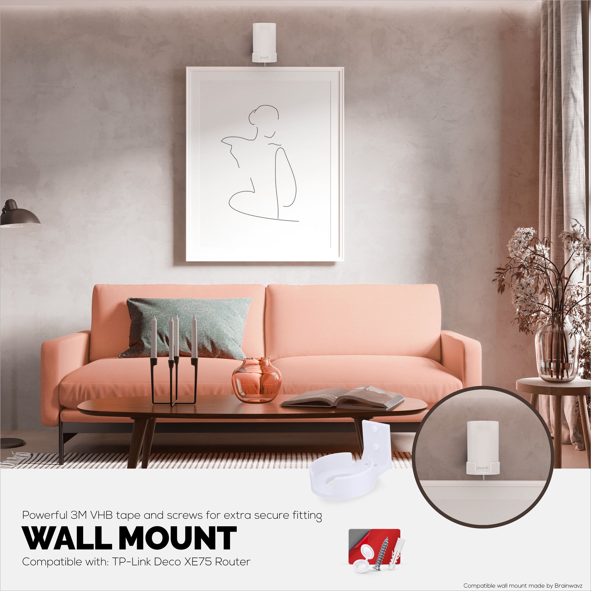 Wall Mount for Tp-Link Deco XE75 WIFI mesh routers - Brainwavz Audio
