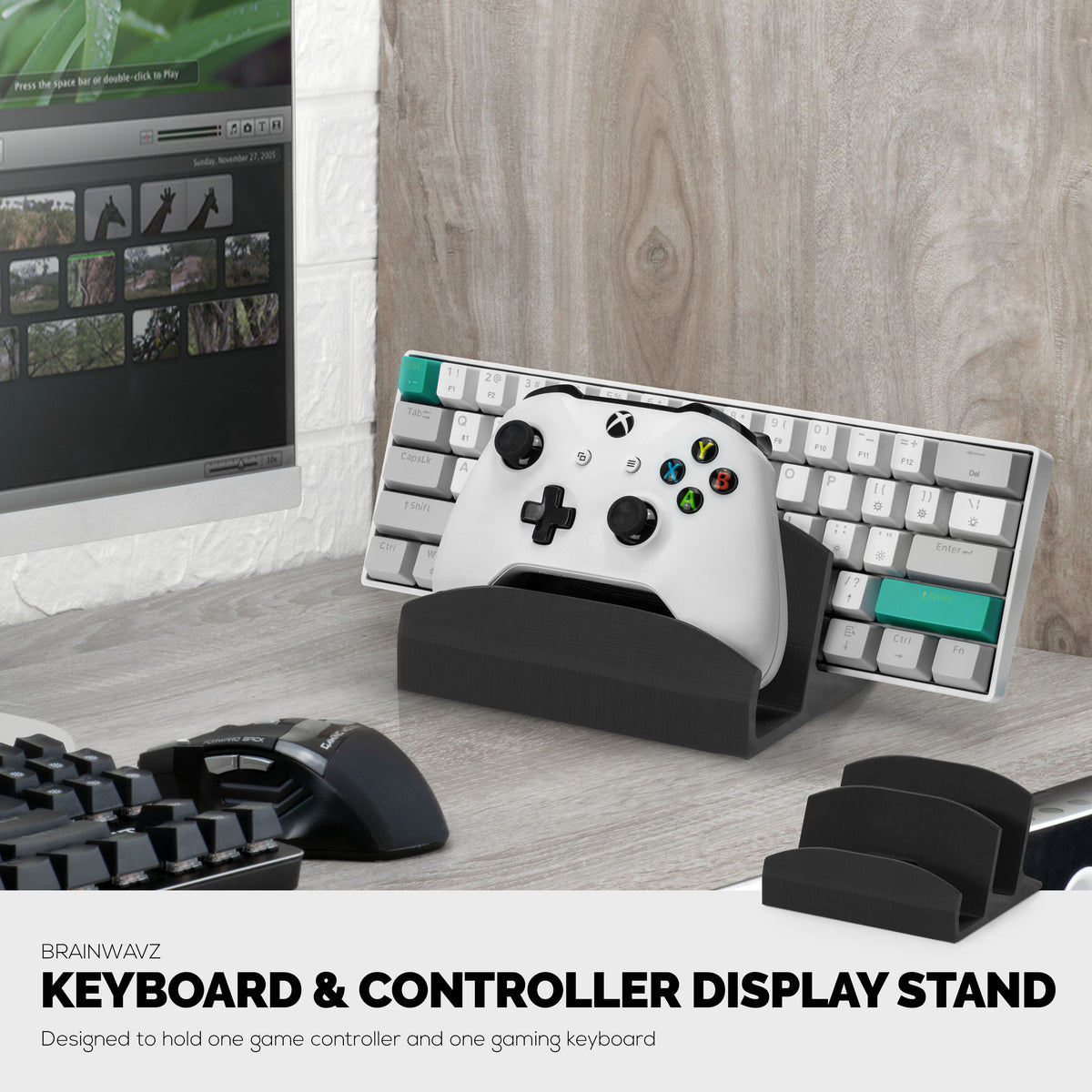Keyboard Stand & Game Controller Holder Stand For Desktops, Reduce Clu ...