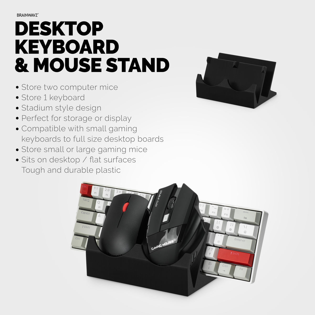 Desktop Keyboard & Dual PC Mouse Stand Holder, Reduce Clutter, Organiz ...