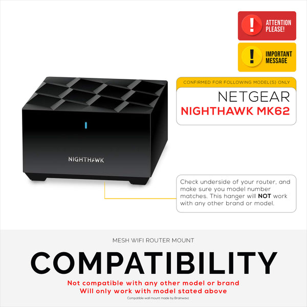 Wall Mount for Netgear Nighthawk MK62 WIFI mesh routers - Brainwavz Audio