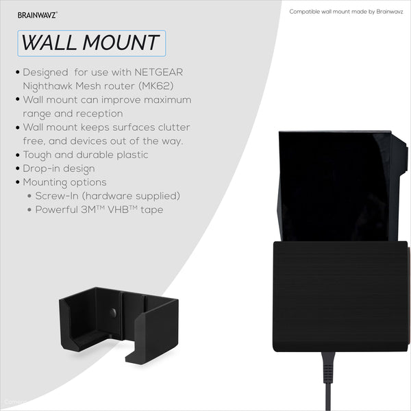 Wall Mount for Netgear Nighthawk MK62 WIFI mesh routers - Brainwavz Audio