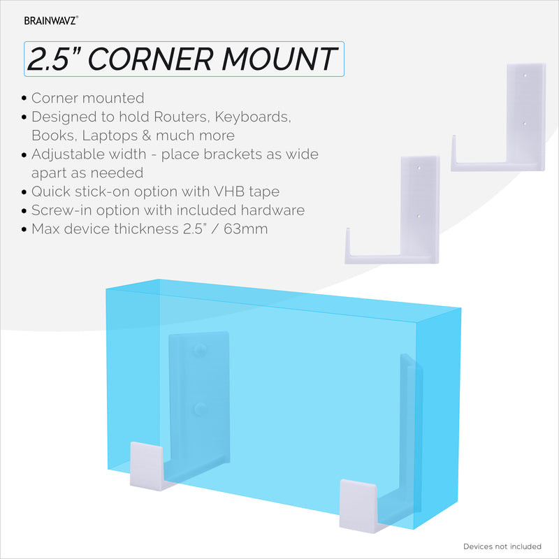 2.5" Corner Mount Device Wall Hanger for Routers, Laptops, Modem, Mesh ...