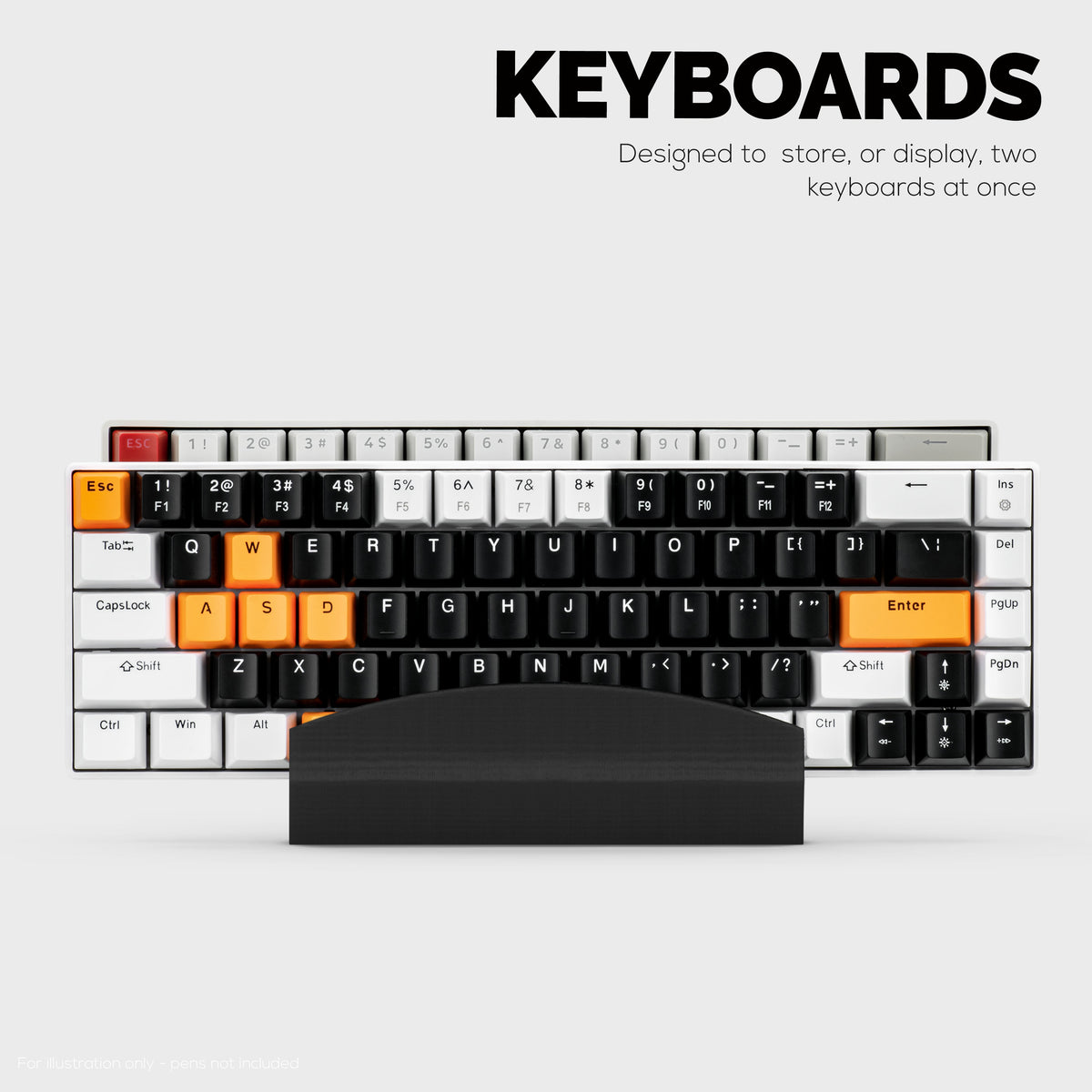 Low Profile Computer Keyboard Desktop Stand- Store Two Keyboards, Full ...