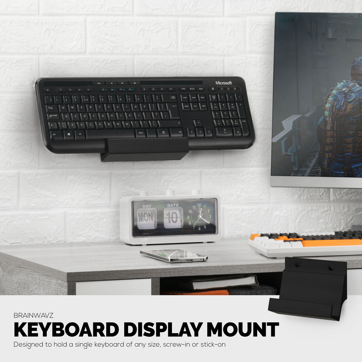Large Computer Keyboard Desktop Stand- Store Two Keyboards, Full Size ...