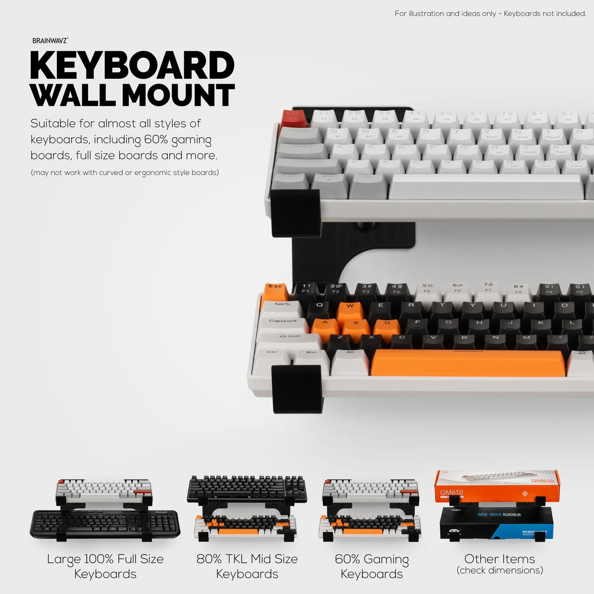 Wall Mounted Dual Keyboard Organizer, Suitable for Small Gaming ...