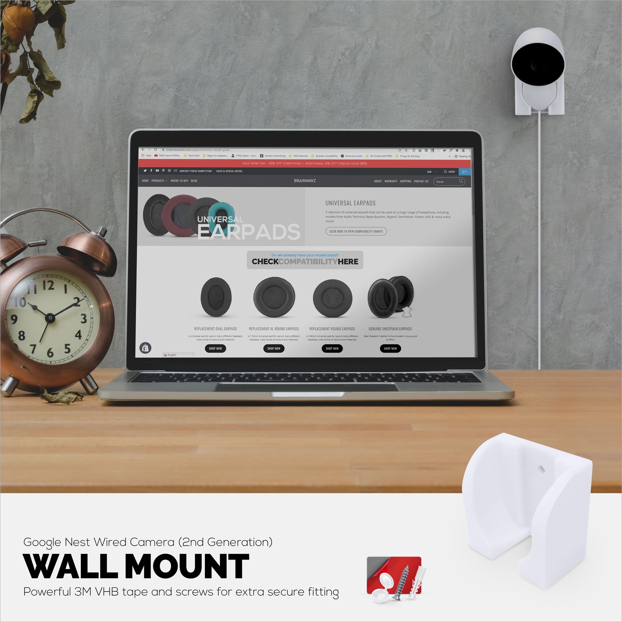 Wall Mount For Google Nest WIRED 2nd Generation Security Camera - Adhe - Brainwavz Audio