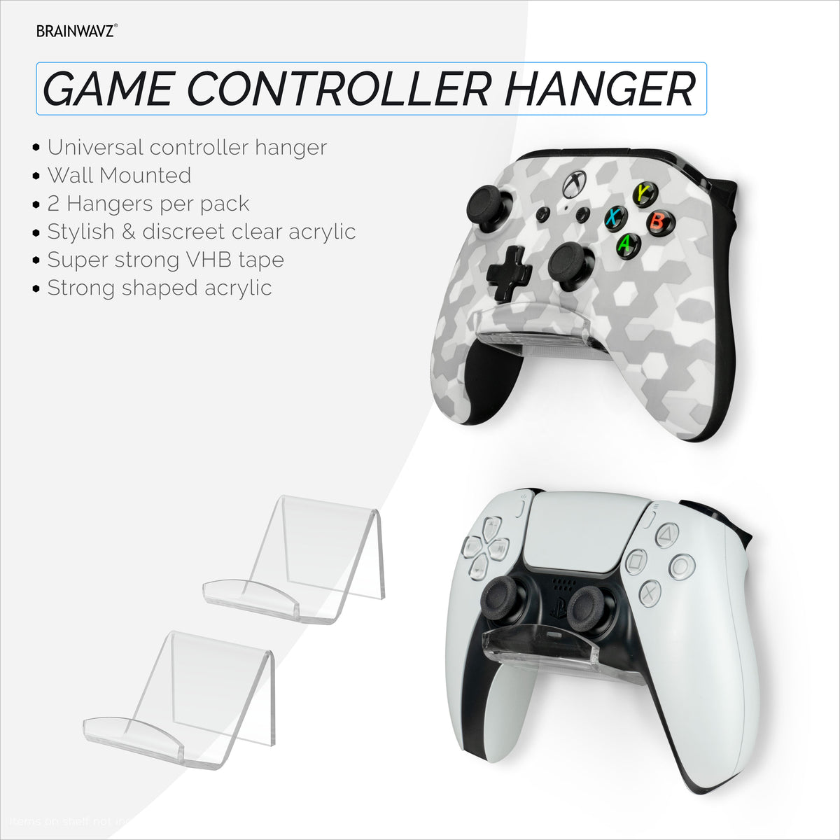 2 Pack Acrylic Game Controller Wall Mount Hanger Holder for XBOX, Play ...