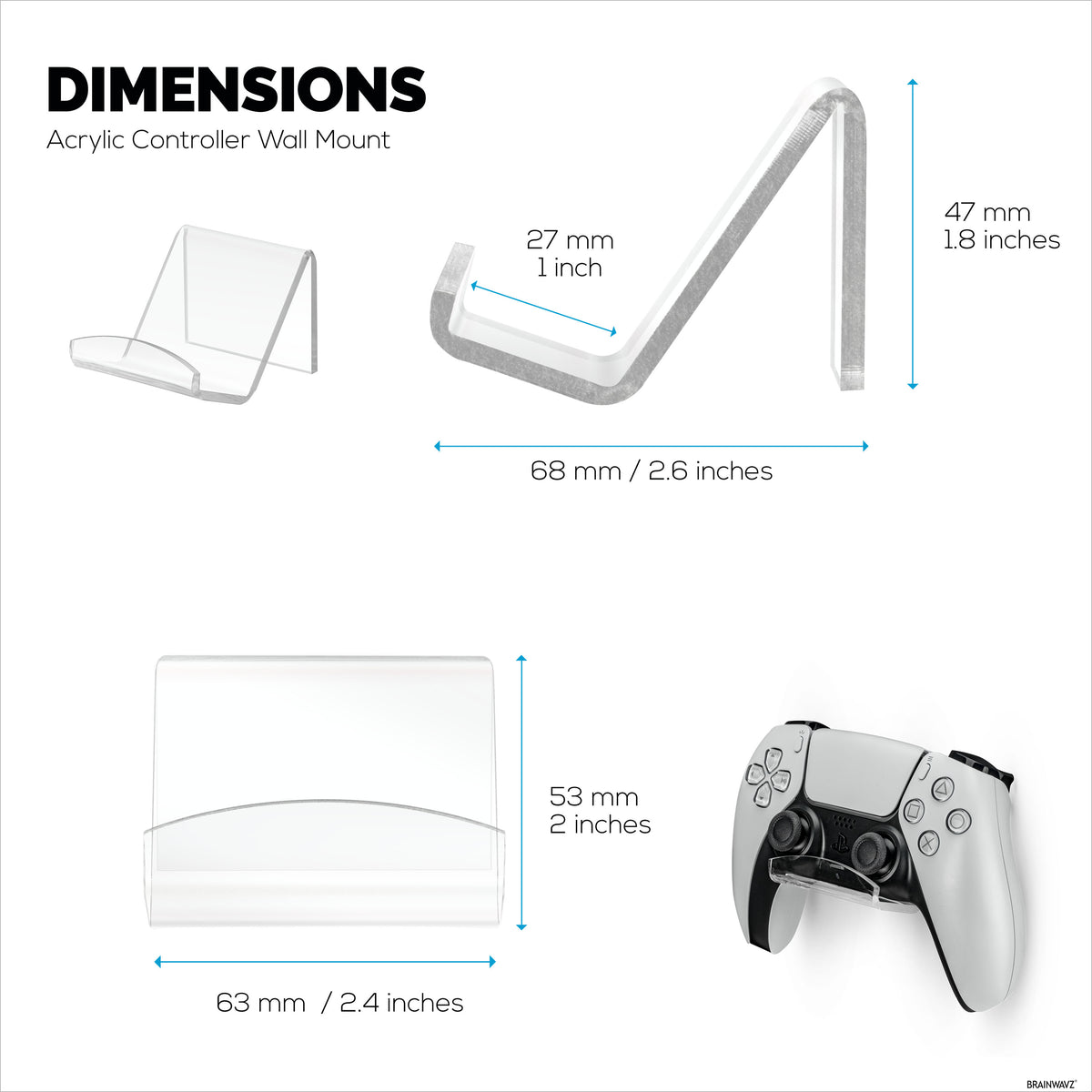 2 Pack Acrylic Game Controller Wall Mount Hanger Holder for XBOX, Play ...