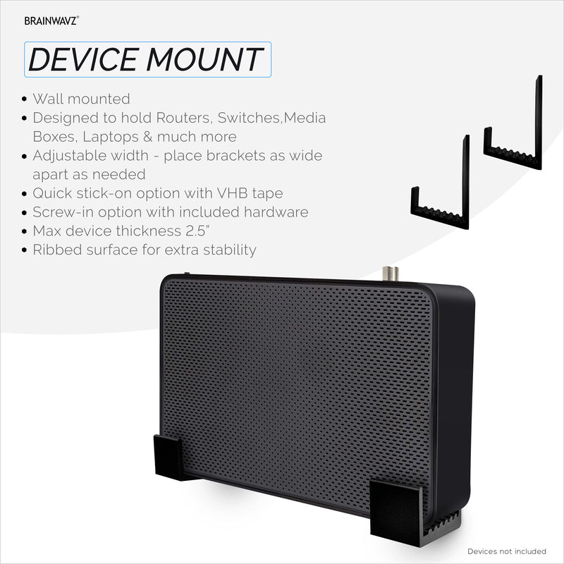 2.5" Cable Box Wall Mount Hanger Holder, Adhesive & Screw-In, for Rout ...