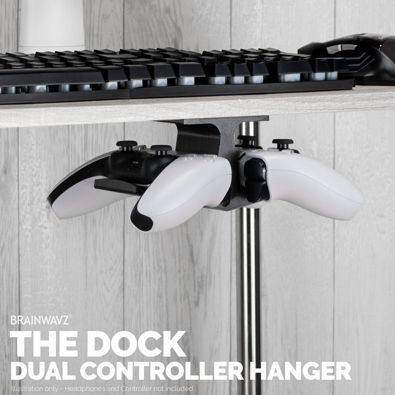 The Dock - Dual Under Desk Game Controller Hanger Mount - Suitable for ...