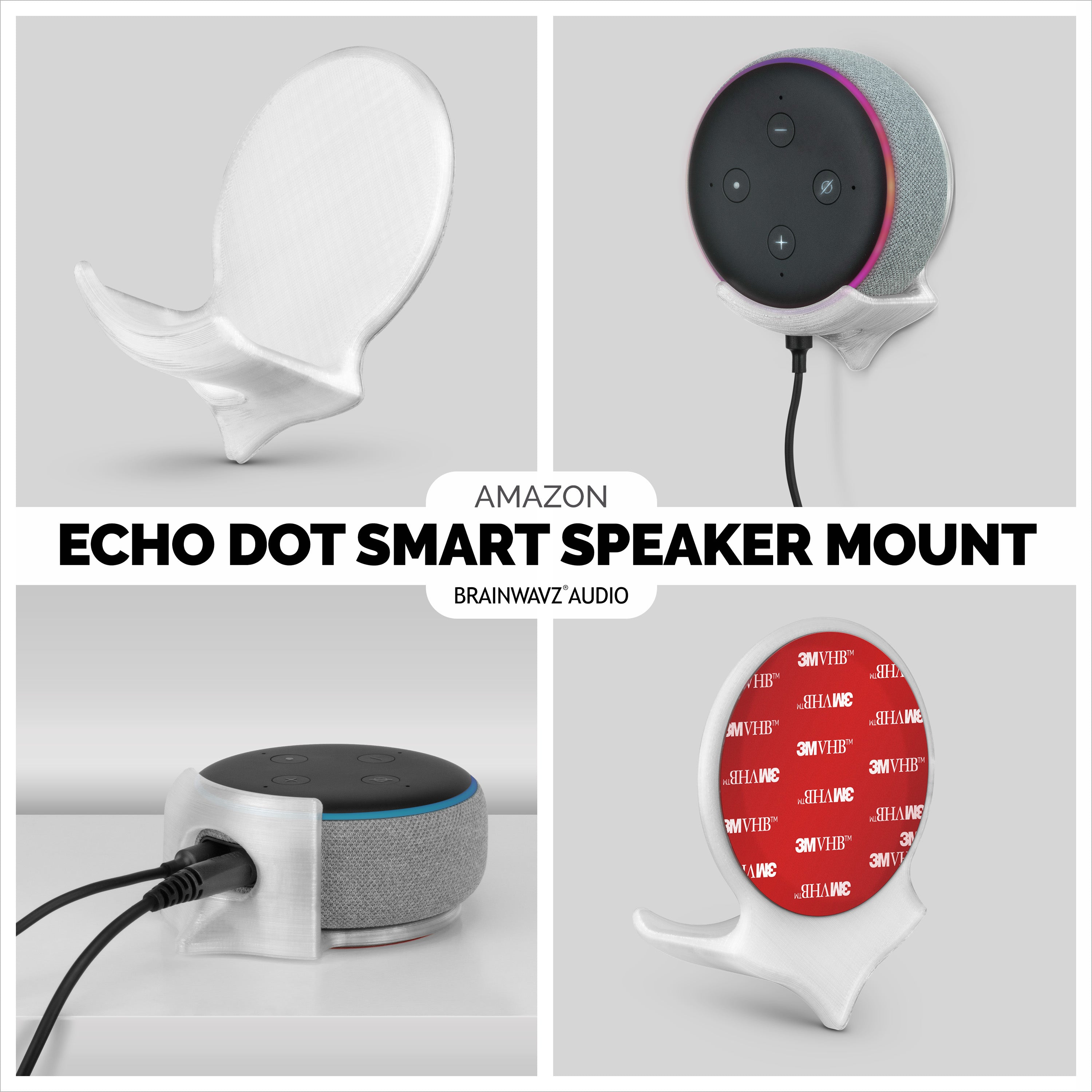 Echo Dot Adhesive Wall Mount Holder Bracket - Brainwavz Audio