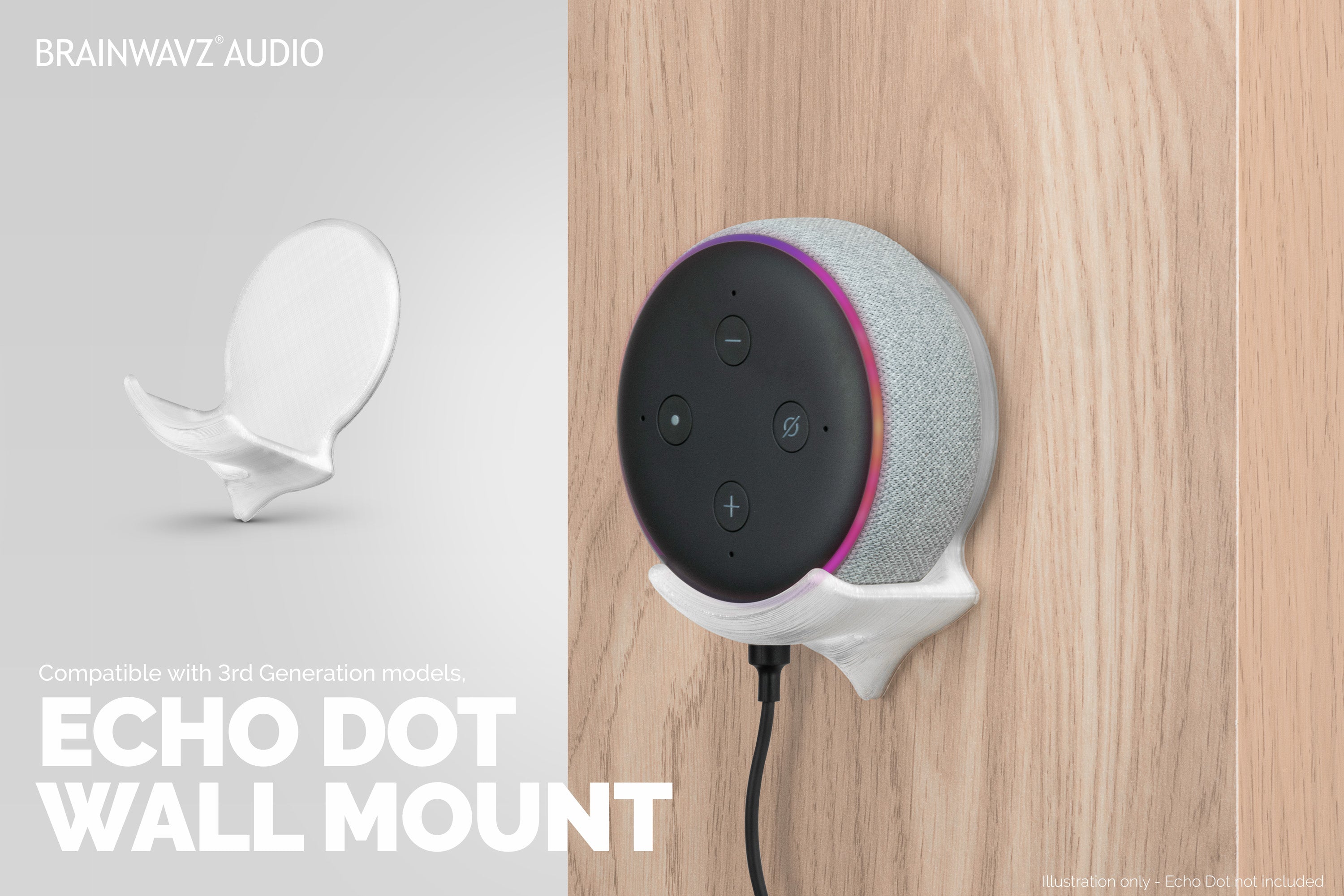 Echo Dot Adhesive Wall Mount Holder Bracket - Brainwavz Audio