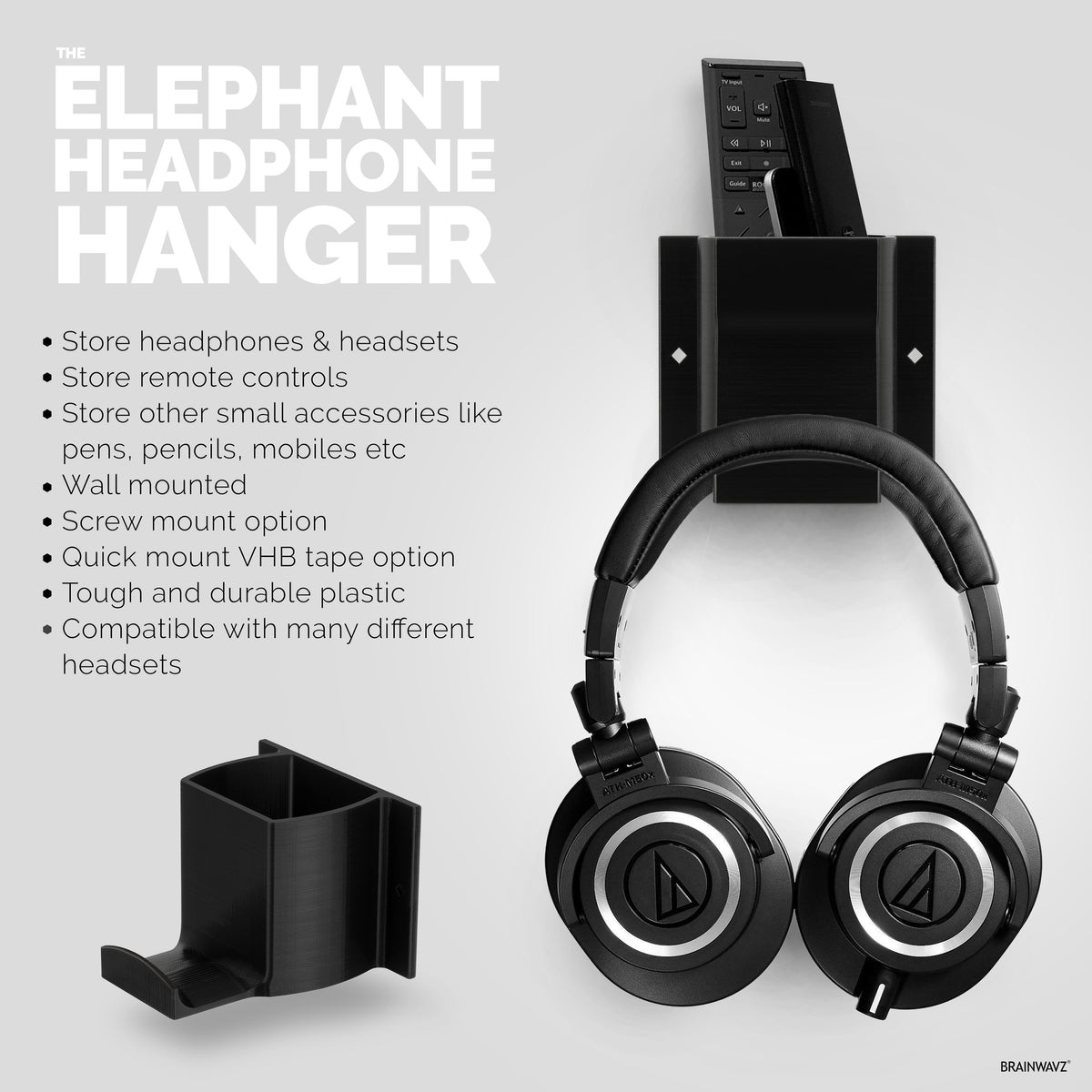 Elephant HP Headphone & TV Remote Control Wall Mount Holder / Phone, A ...