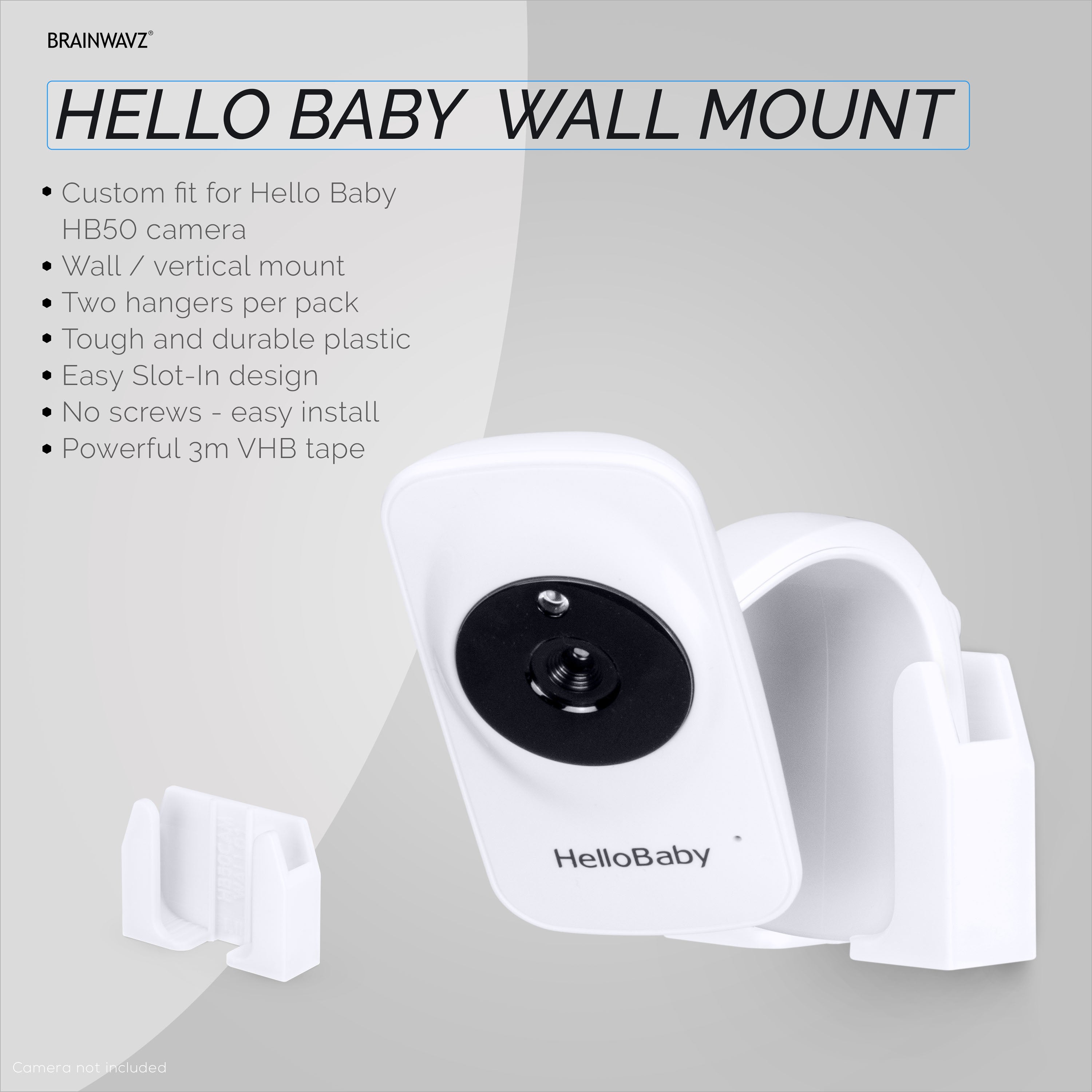 Wall Mount For HB50, (2 Pack), Adhesive Holder for Hello Baby Monitor ...