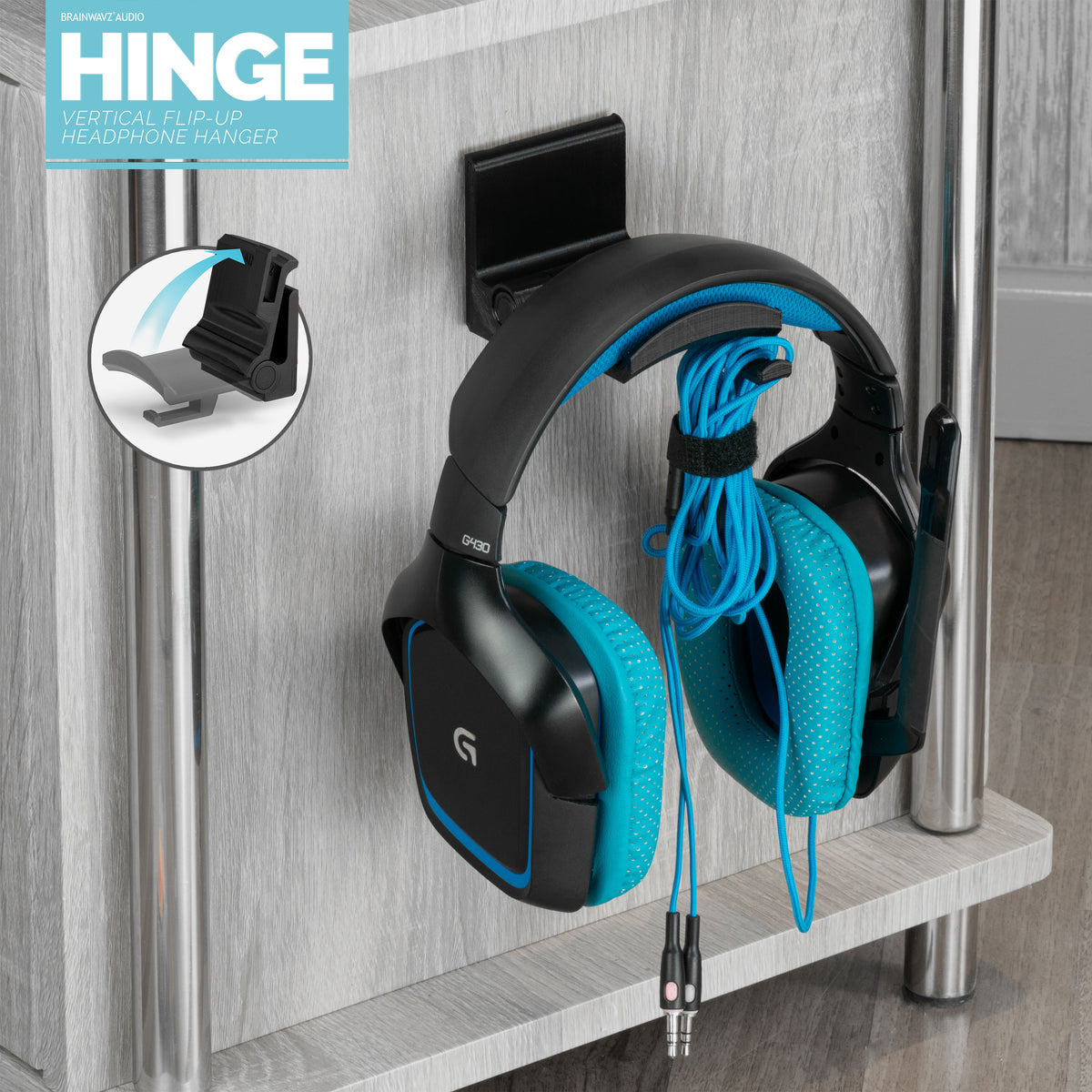 Hinge - Foldable Wall Mounted Headphone Hanger Holder Stand - Brainwavz ...