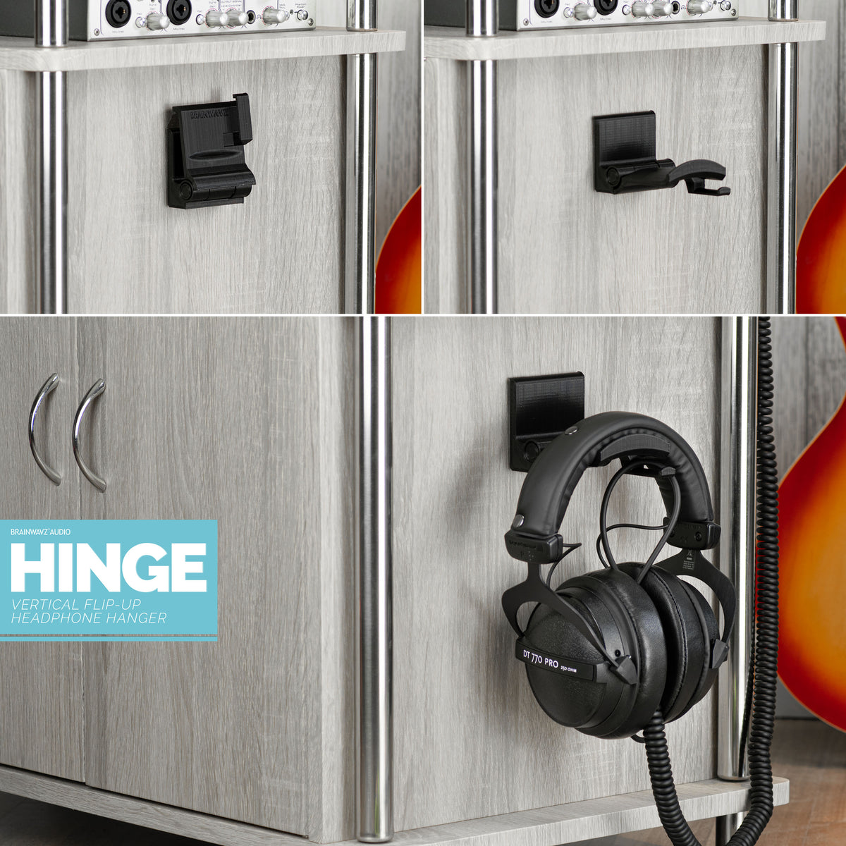 Hinge - Foldable Wall Mounted Headphone Hanger Holder Stand - Brainwavz ...