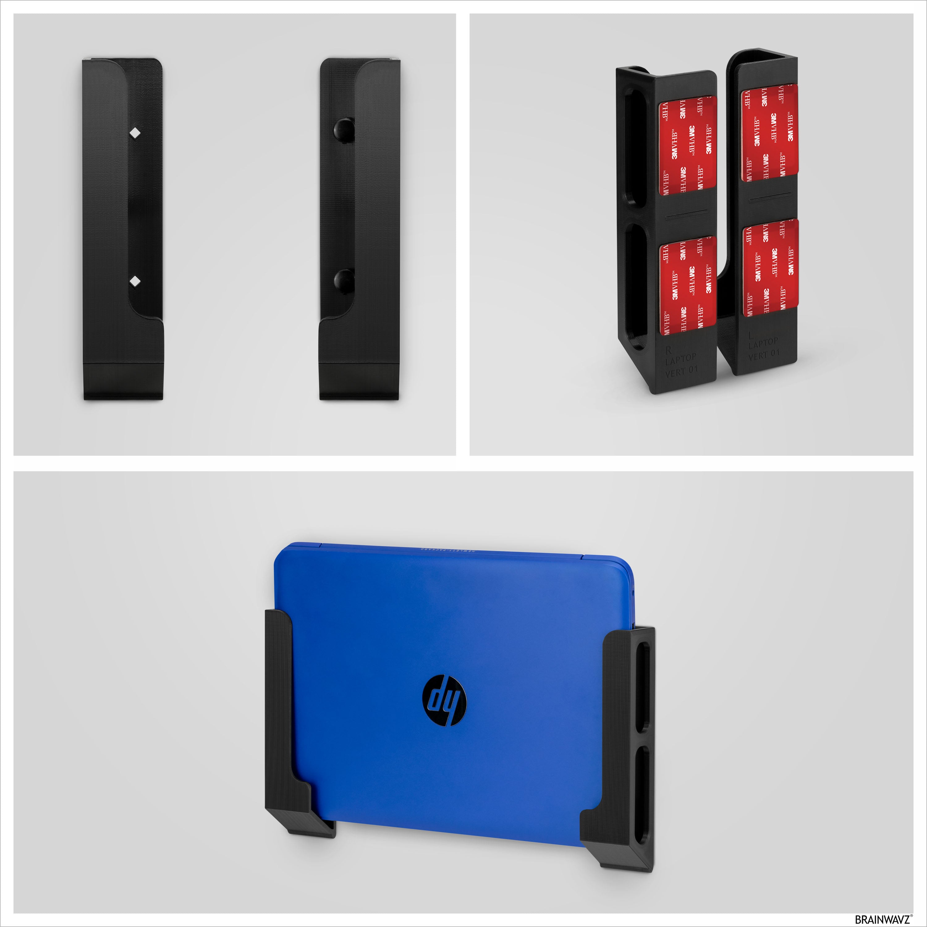 Vertical Laptop Holder Wall Mount with Adhesive & Screw In, Devices ...