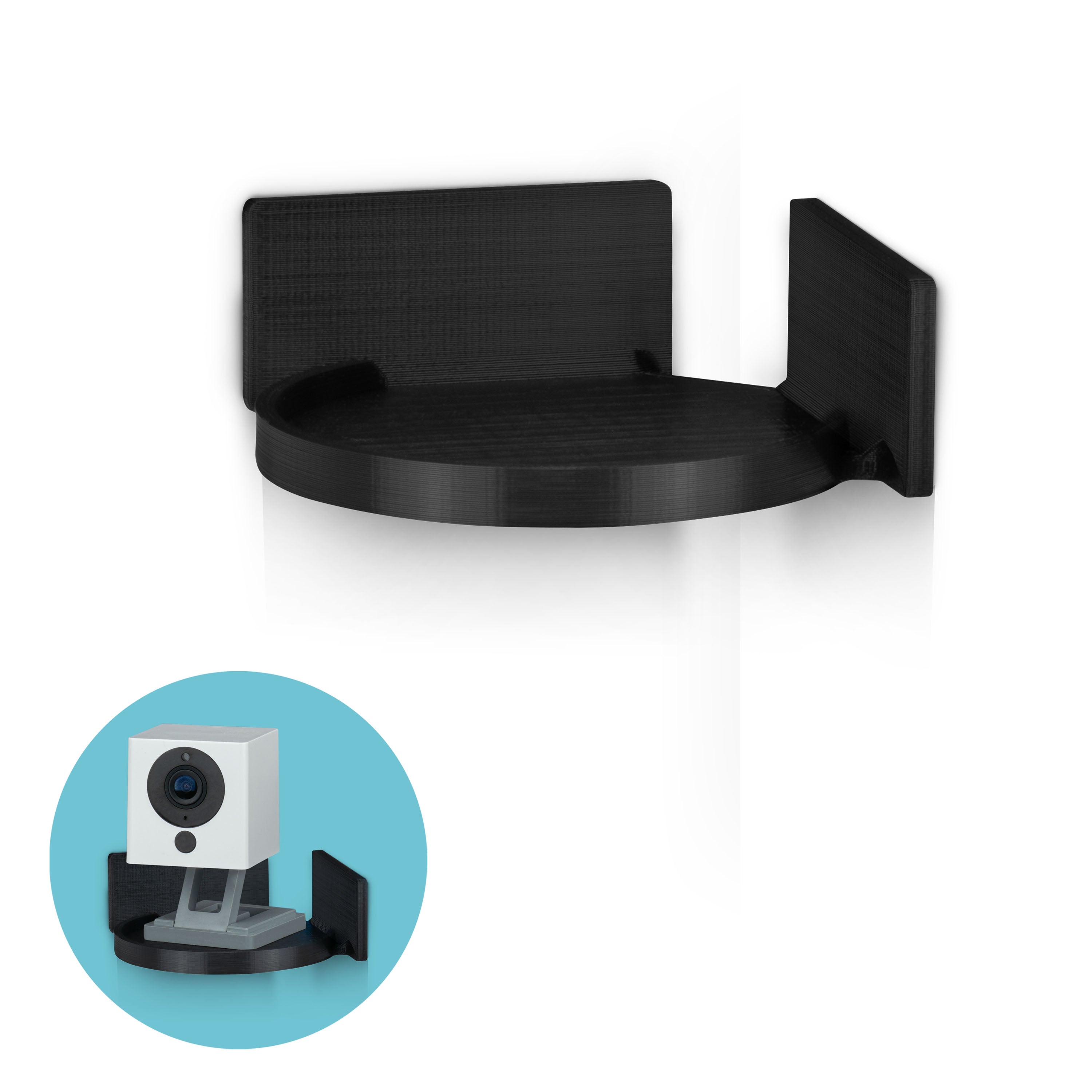 Adhesive Small Circular Corner Floating Shelf for Security Cameras, Ba ...
