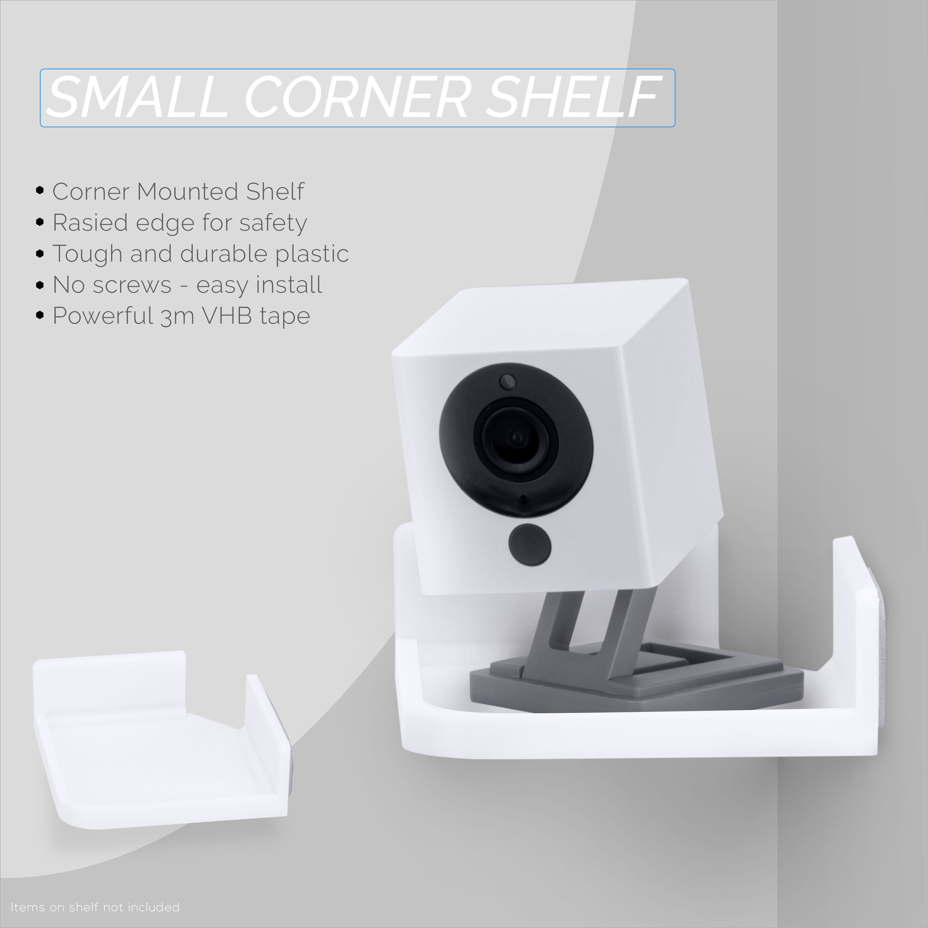 Small Adhesive Corner Floating Shelf for Security Cameras, Baby Monito ...