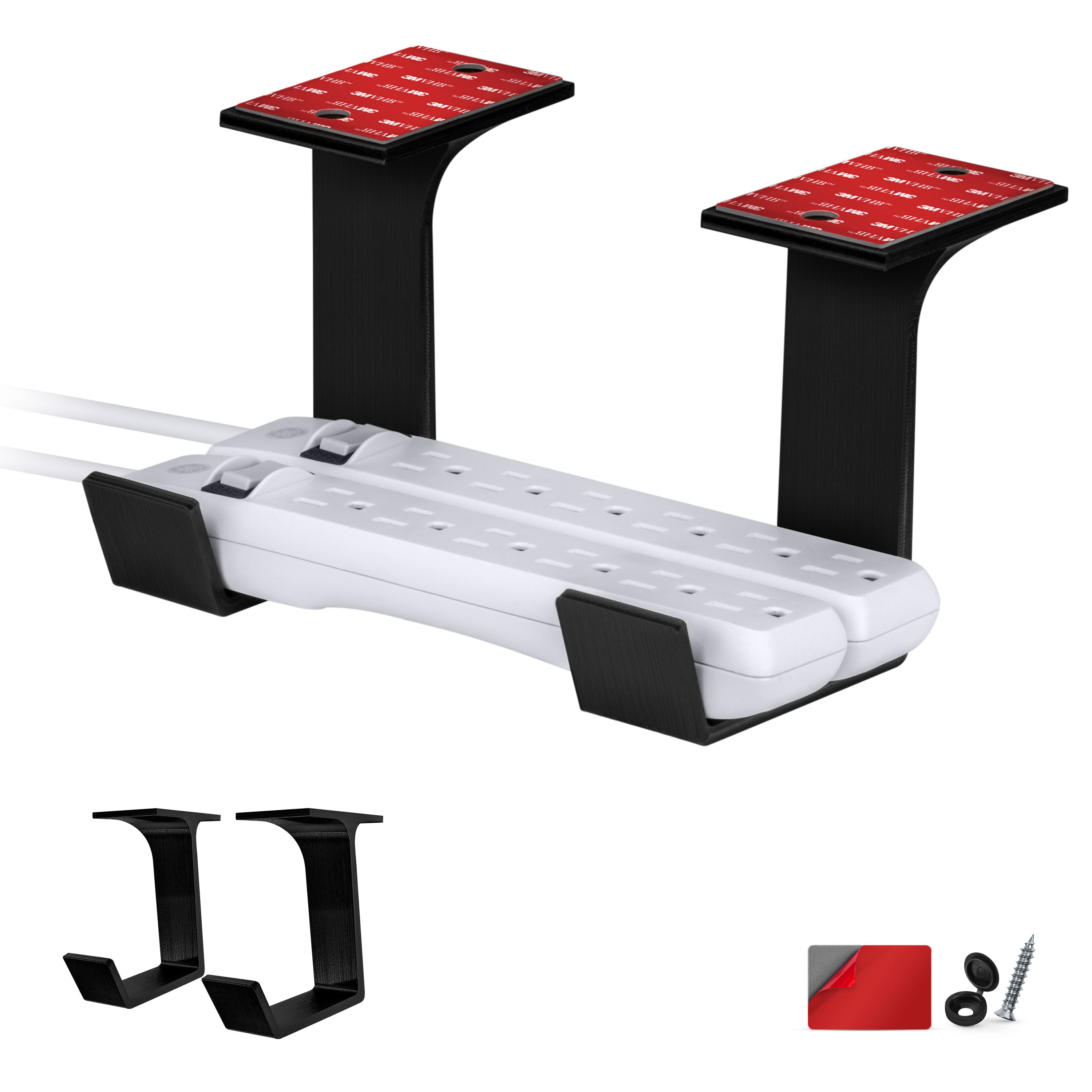 Under Desk Power Strip Mount Holder, Adhesive & Screw In, Compatible w ...