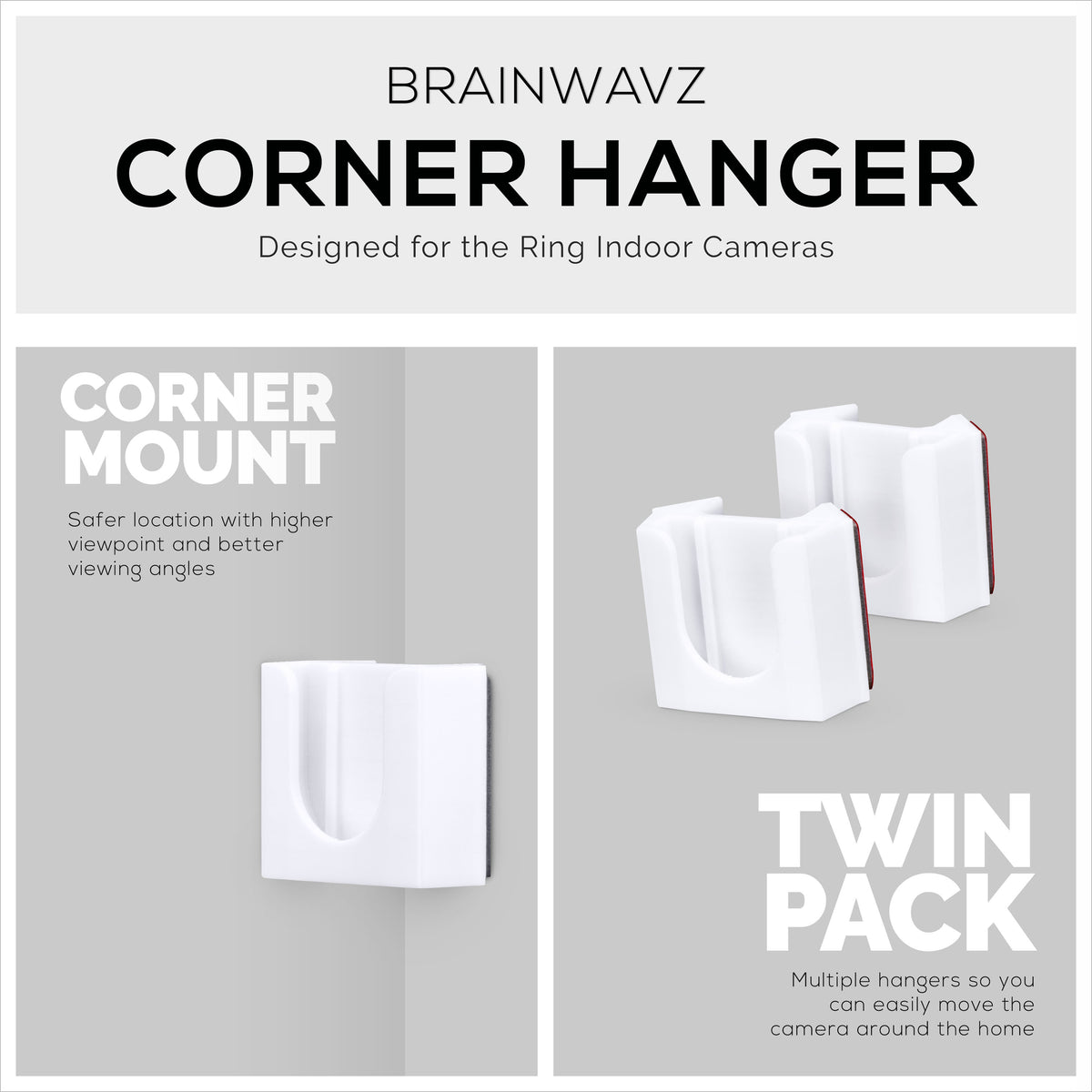 Corner Wall Mount For Ring Indoor (2 Pack) Security Camera - Adhesive ...