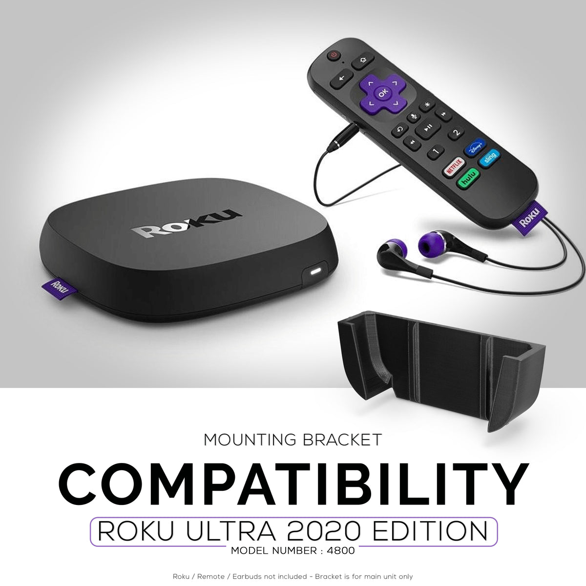 Roku Ultra 2020 Mount with VHB Tape, Screwless, No Tools, Wall & TV ...