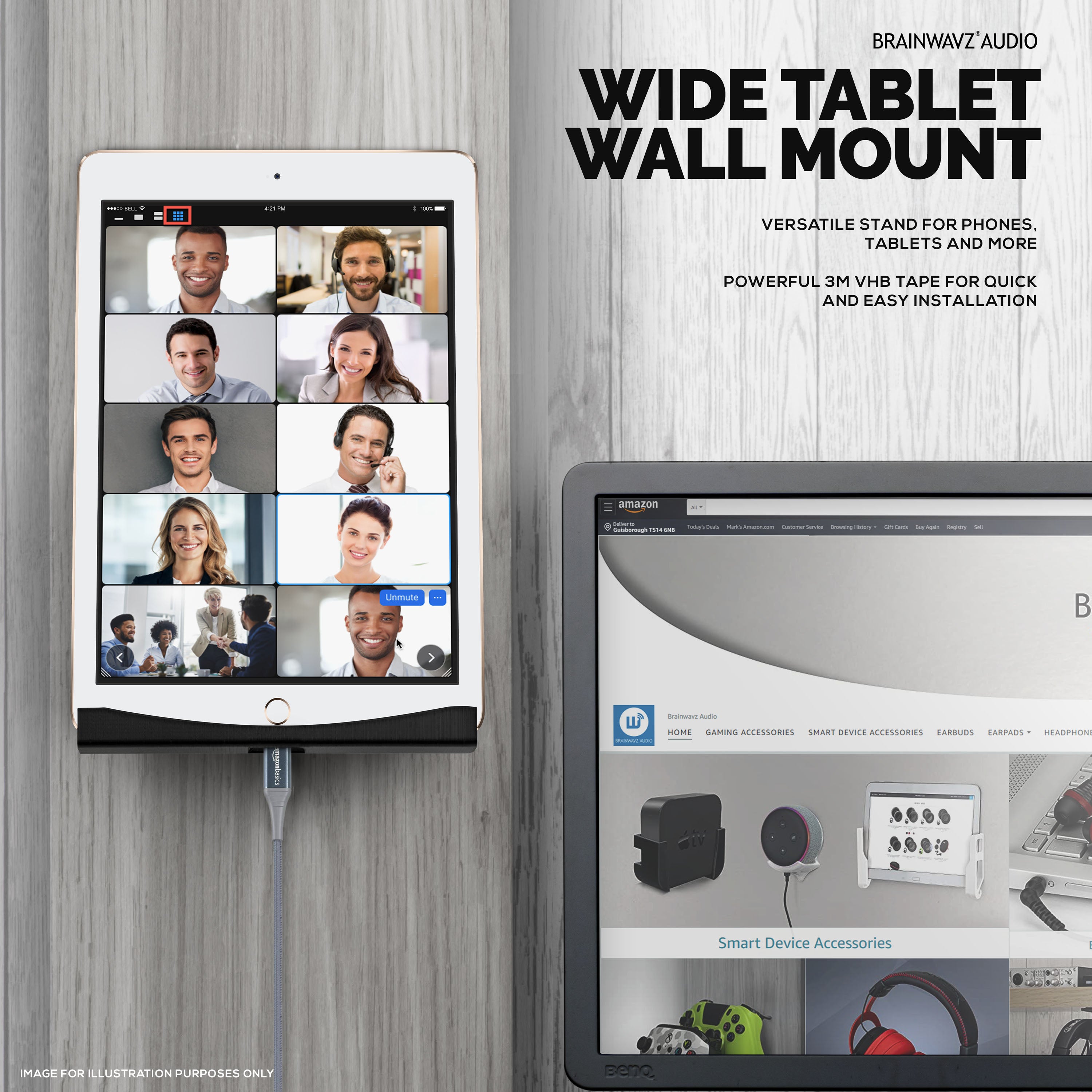 Universal Wide Tablet Wall Mount Dock Holder for iPad Air Mini & Pro ...