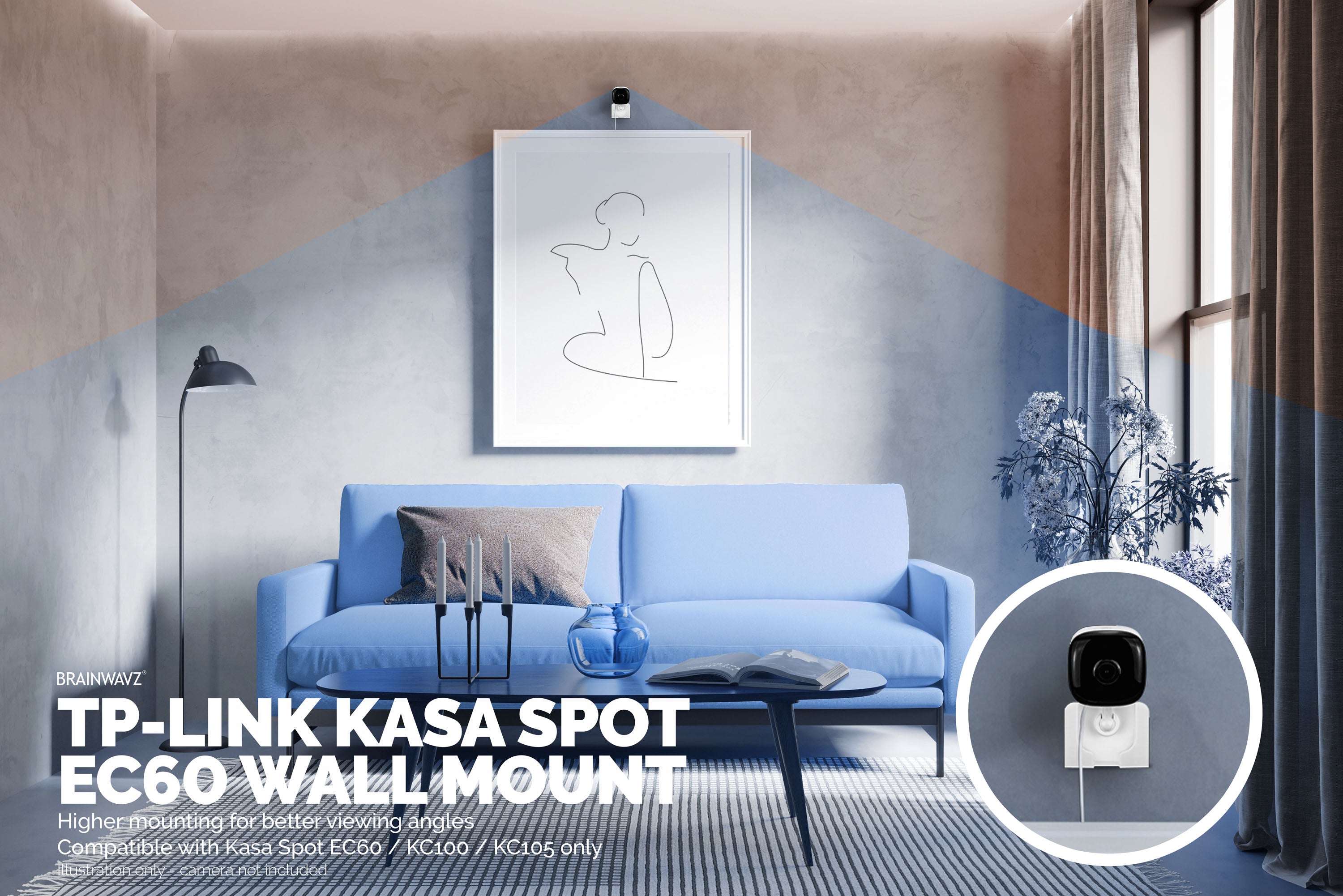 Wall Mount for Kasa KC100, KC105, EC60 (2 Pack), Adhesive Holder for TP ...