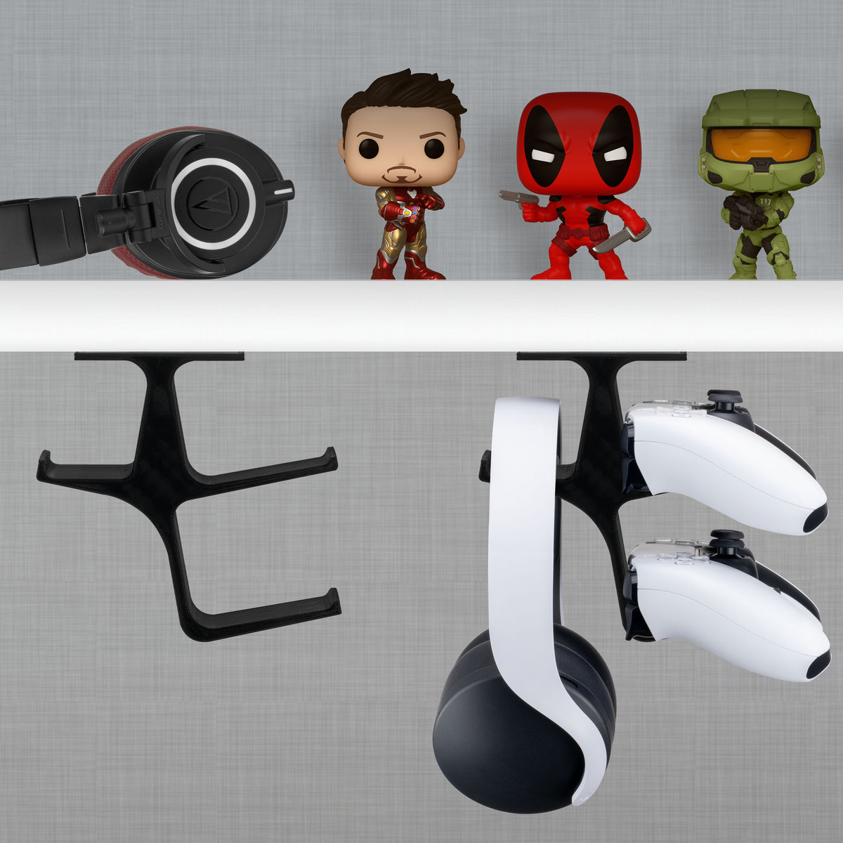 The Treo - Under Desk / Shelf Dual Gamepad Controller & Headphone ...