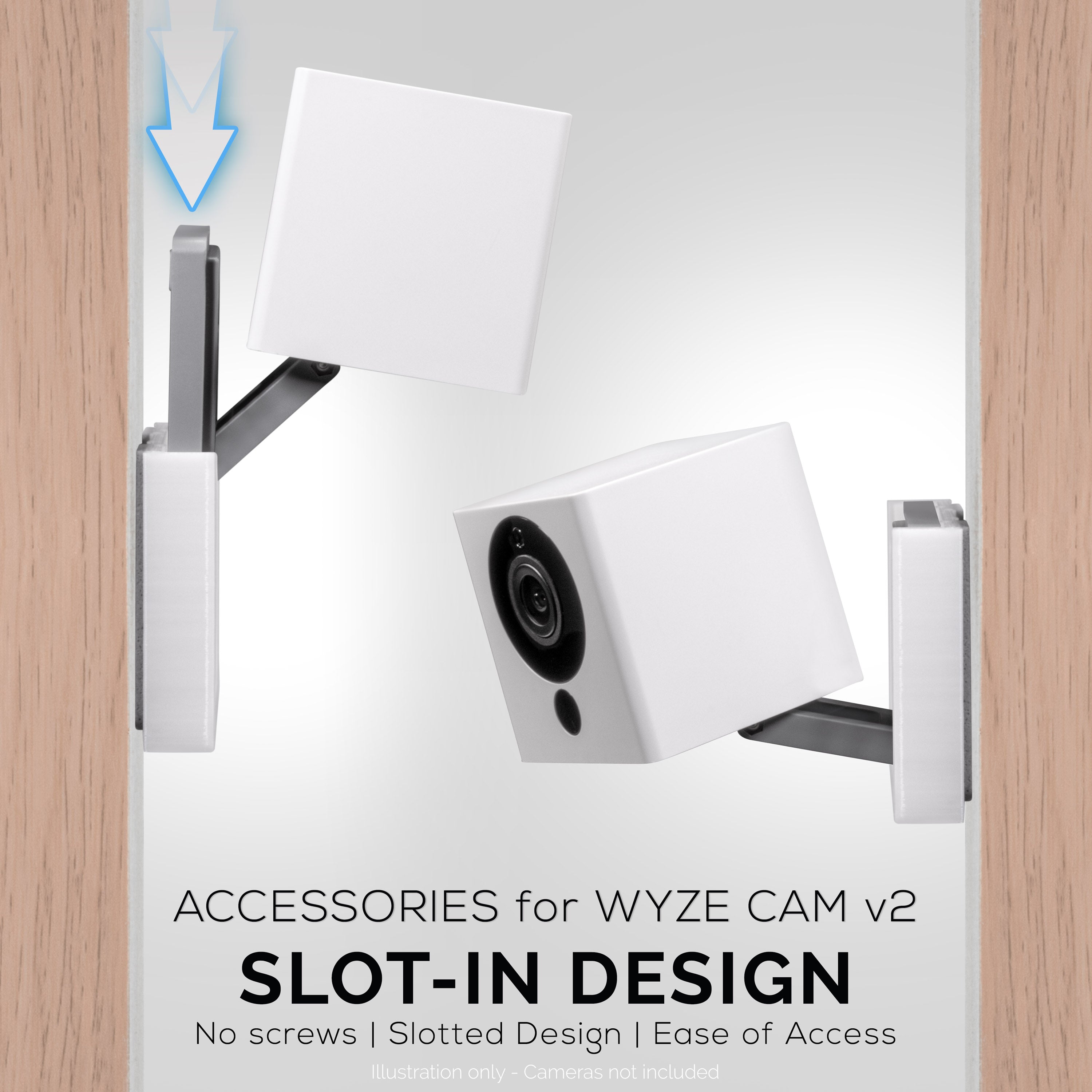 Wyze Cam v2 (3 Pack) Wall Mount - Adhesive Holder, No Screws or Mess ...